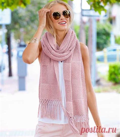 Нежно розовый шарф схема вязания спицами Вяжем Шарфы на Вязание головные уборы