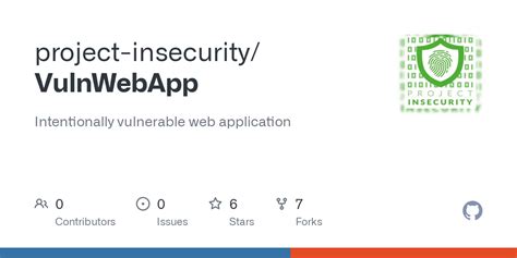 Github Project Insecurity Vulnwebapp Intentionally Vulnerable Web Application