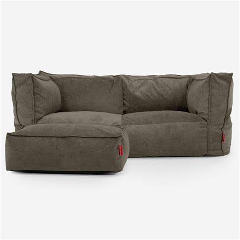 Lounge Pug Giant 2 Seater Bean Bag Sofa Needlecord Olive Albert Beanbag