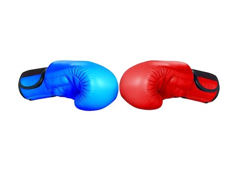 Guantes De Boxeo Rojos Y Azules Golpeándose Entre Sí Aislados Sobre Un