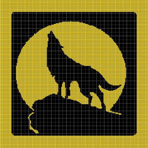 Howling Wolf Silhouette Cross Stitch Pattern In Pdf Cross Stitch