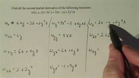 Calculus 3 Second Partial Derivatives Example 3 Youtube