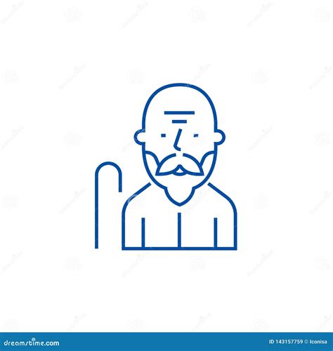 Oud Het Pictogramconcept Van De Mensenlijn Oud Mensen Vlak