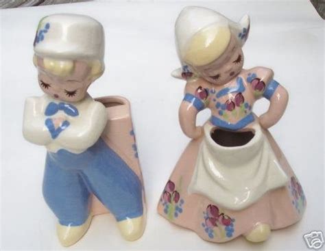 Pr Vintage California Art Pottery De Lee Vase Figures 28515374