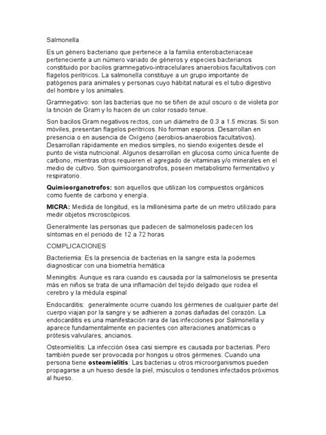Salmonelosis Pdf Salmonela Tracto Gastrointestinal