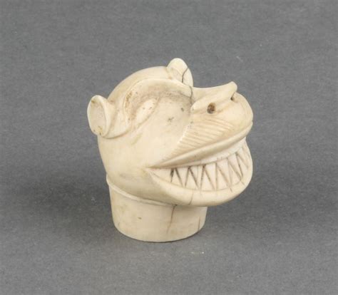 19th Century Carved Ivory Leopard Walking Cane Handle