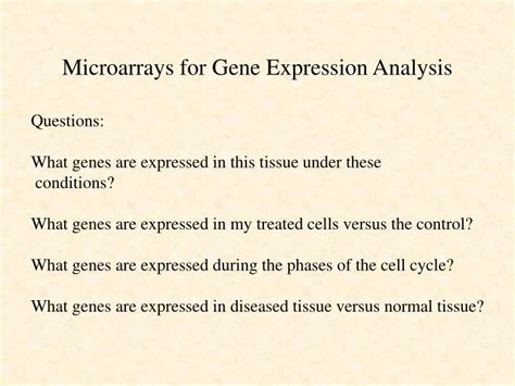 Ppt Microarrays For Gene Expression Analysis Powerpoint Presentation
