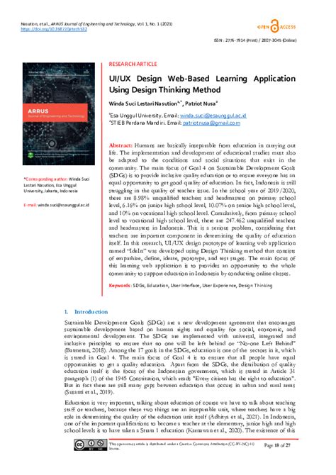 Pdf Ui Ux Design Web Based Learning Application Using Design Thinking Method