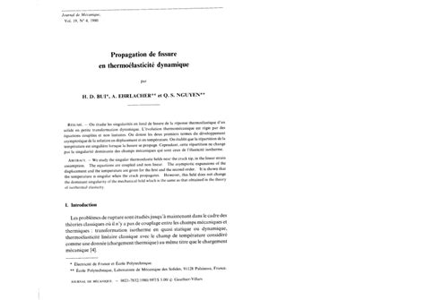 Pdf Propagation Of Crack In Dynamic Thermoelastic Field
