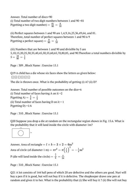 Ncert Solutions Class Maths Chapter Probability Question Answer Pdf Aglasem