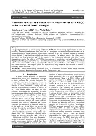 Harmonic Analysis And Power Factor Improvement With Upqc Under Two