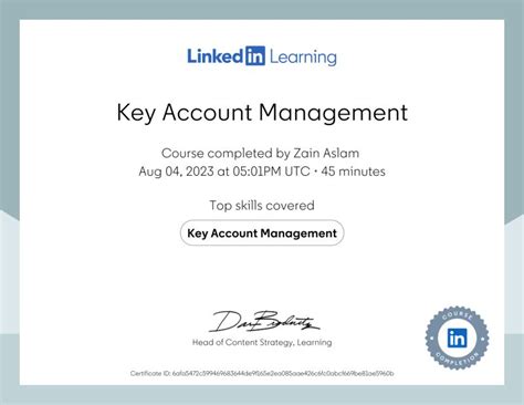 Zain Aslam On Linkedin Certificate Of Completion