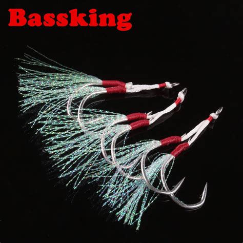 BASSKING 2Pcs Fishing Hook Cast Jigs Assist Hook Barbed Jig Hooks