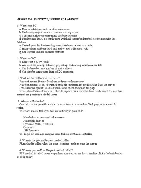 Oracle Oaf Interview Questions And Answers Pdf Databases Computing