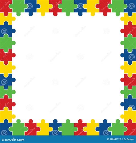 Autism Awareness Day World Autism Day Square Frame With Puzzle Pieces