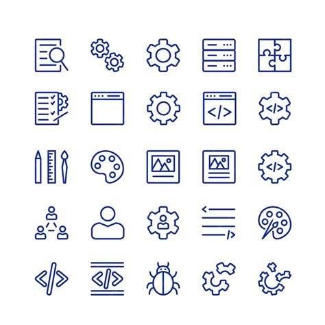 Conjunto De Iconos Para Desarrollo De Software Iconos De Esquema Para