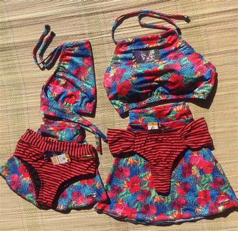 Kit Biquíni Croppedcalcinha Saia Mãe Filha Sunga Infantil R 384