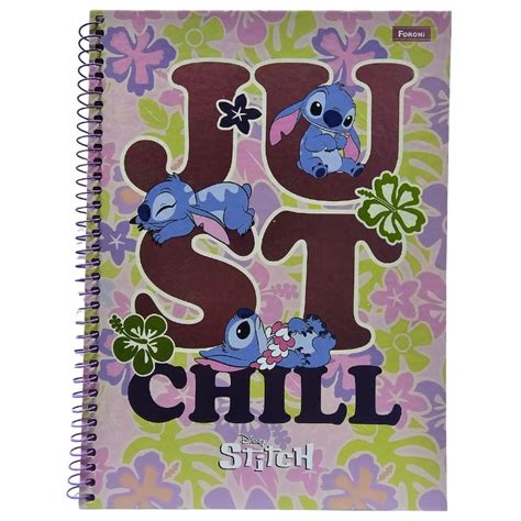 Caderno Universitário Stitch 10 Matéria 160 Folhas Foroni Bazar