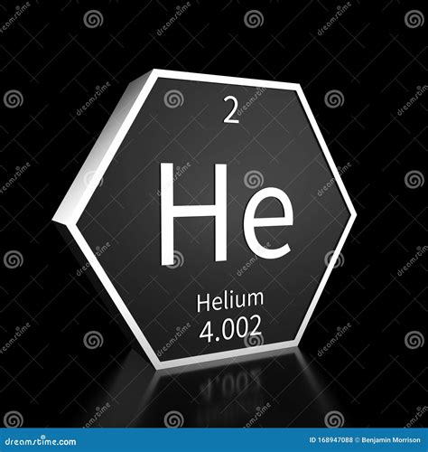 Periodic Table Element Helium Rendered Metal On Black On Black Stock Illustration Illustration