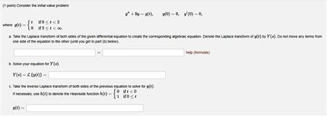 solved point consider the initial value problem 4 9y g t y o