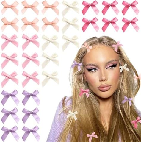 Yaeism 30pcs Mini Bow Hair Clips 5 Colors Cute Hair Bows
