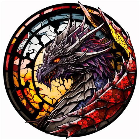 Premium Photo A Close Up Of A Dragon In A Stained Glass Window