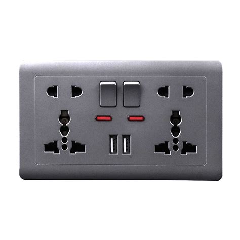 13a british five hole usb power wall socket multi functional
