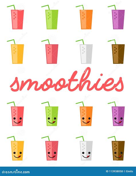 Set Of Strawberry Emojis Kawaii Style Icons Berry Characters Vector