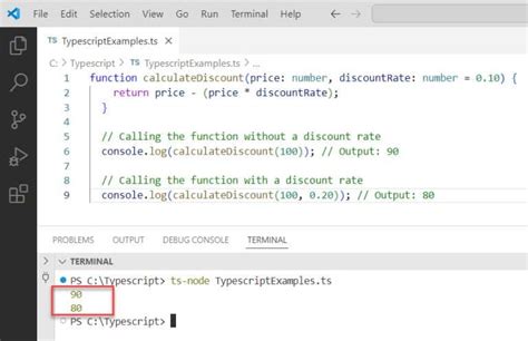 how to use default parameter values in typescript