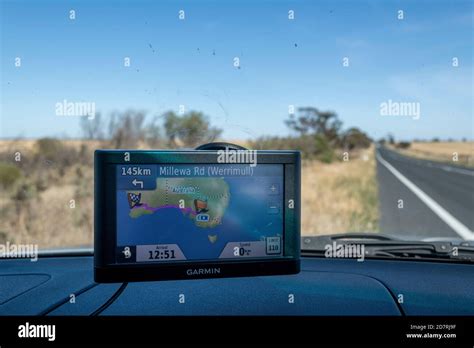 GPS Showing A Route Across Australia Stock Photo Alamy