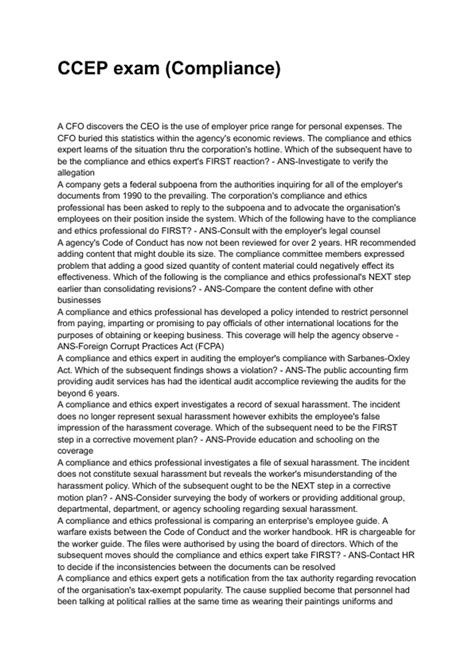 Ccep Exam Compliance Questions With Detailed Verified Answers 2025 2026 100 Correct Answers