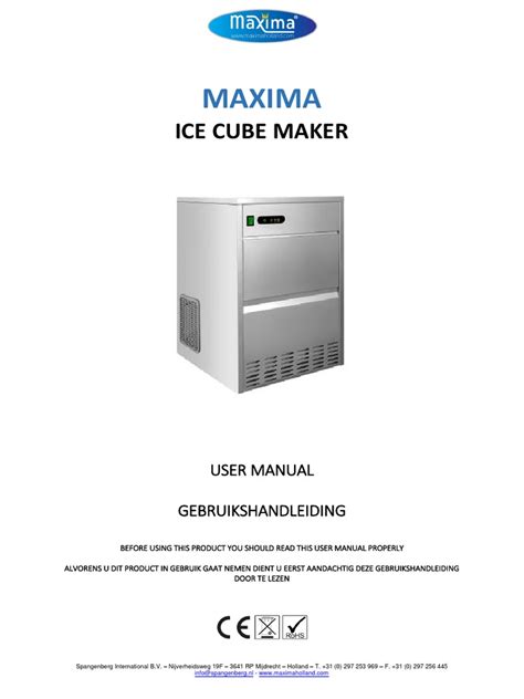Maxima Ice Cube Maker User Manual Pdf