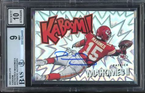 2021 Panini Absolute Kaboom Ssp K29 Patrick Mahomes Sur Carte Bgs 9
