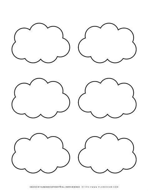 Free Six Clouds Template For Coloring And Learning