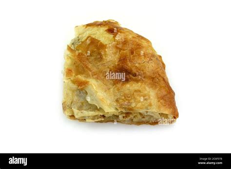 Traditional Burek Pie With Meat Isolated Over White Background Stock
