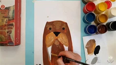 Как нарисовать моржа в шапке Санта Клауса Новогодние рисунки 2021 Рисуем с детьми гуашью