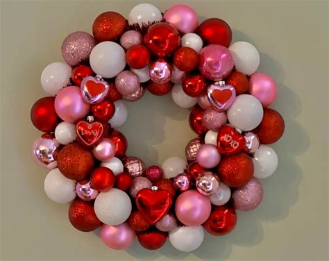 Valentine Wreath Red White Pink Ornament Wreath Red Heart Etsy