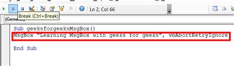 Messagebox In Excel Vba Geeksforgeeks