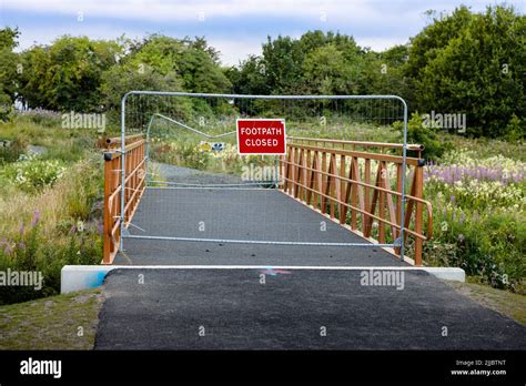 Sign And Construction Barriers Blocking Cardross Cycle And Footpath