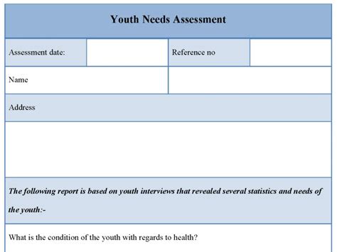 Youth Needs Assessment Fillable Pdf Form Editable Pdf Forms
