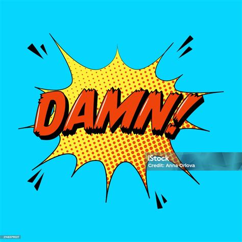 Damn Retro Comic Speech Bubble In Trendy Retro Style Onomatopoeic