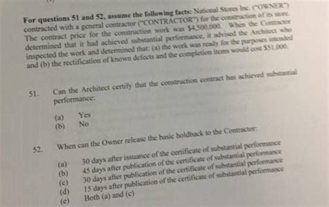 Solved For Questions 51 And 52 Assume The Follow Ing Facts