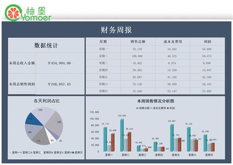 销售数据财务分析周报excel模板 Excel模板 柚墨yomoer
