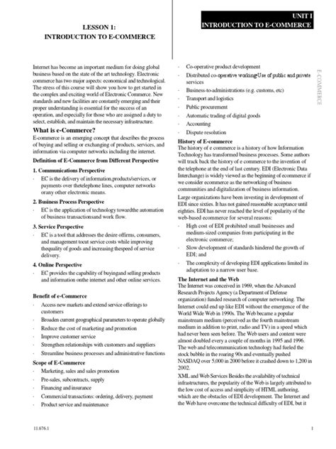 introduction to e commerce pdf e commerce online shopping