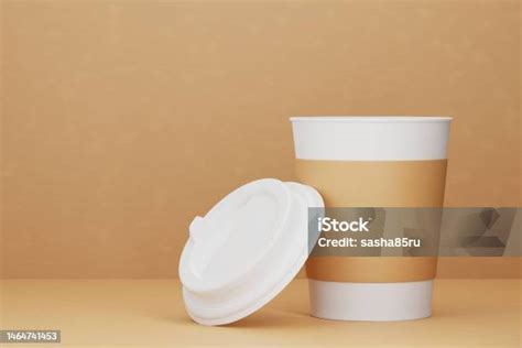 재활용 가능한 흰색 종이컵 당신의 디자인을 위한 열린 뚜껑이 있는 흰색 종이컵 모형 공예 골판지의 배경에 유리입니다 3d 렌더링