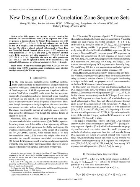 Pdf New Design Of Low Correlation Zone Sequence Sets