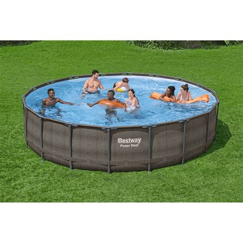 Bestway Power Steel Frame 18 X 48 Round Above Ground Pool Set Walmart