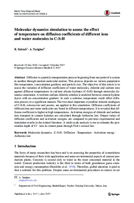Pdf Molecular Dynamics Simulation To Assess The Effect Of Temperature