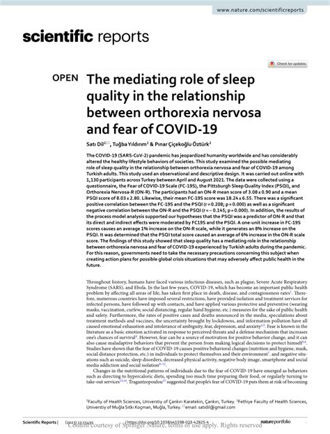 Pdf The Mediating Role Of Sleep Quality In The Relationship Between