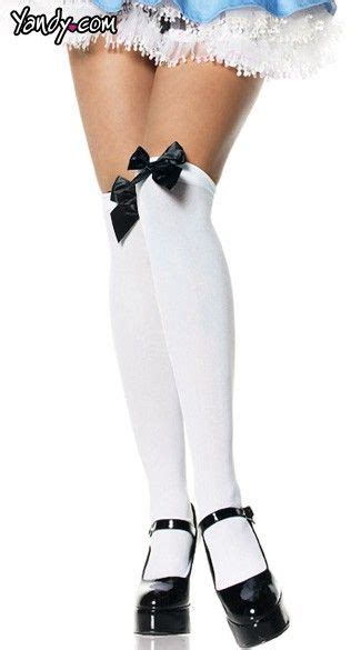 Opaque Thigh Highs With Satin Bow Thigh High Stockings Thigh High